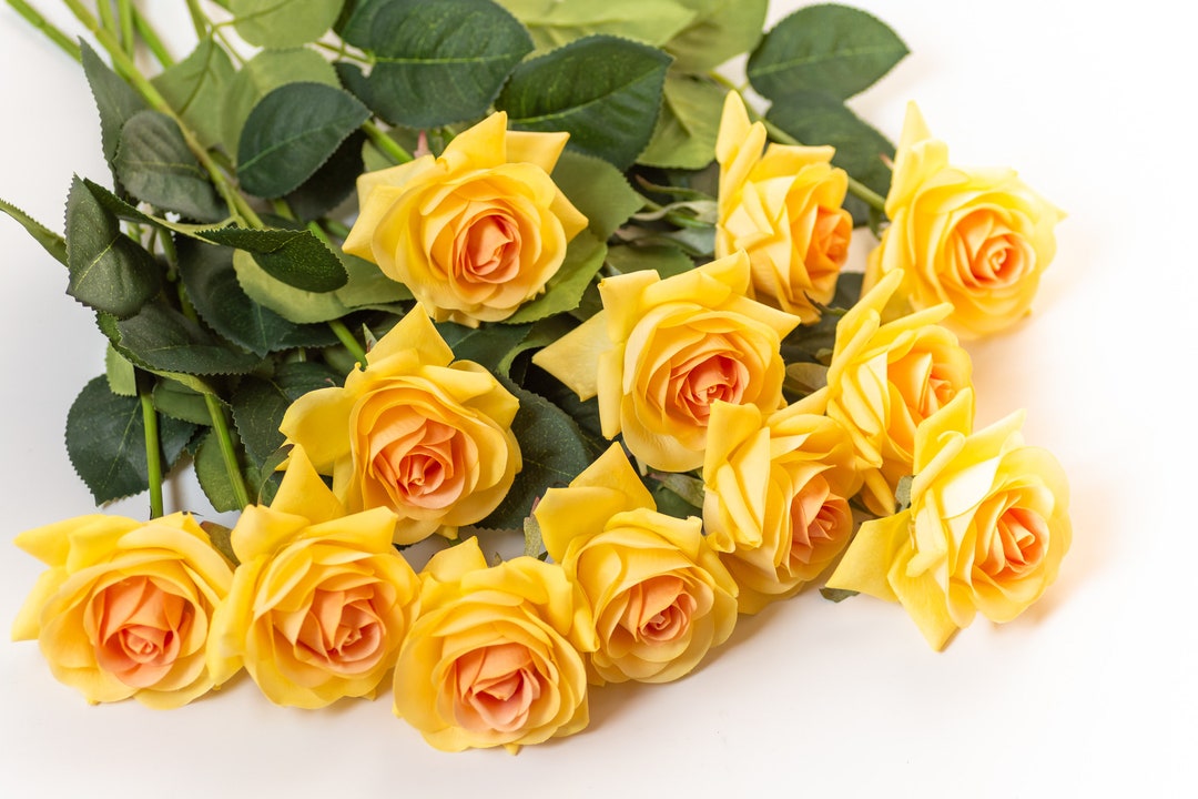 Real Touch Yellow Rose Perfect Artificial Flower for Wedding Bouquets ...
