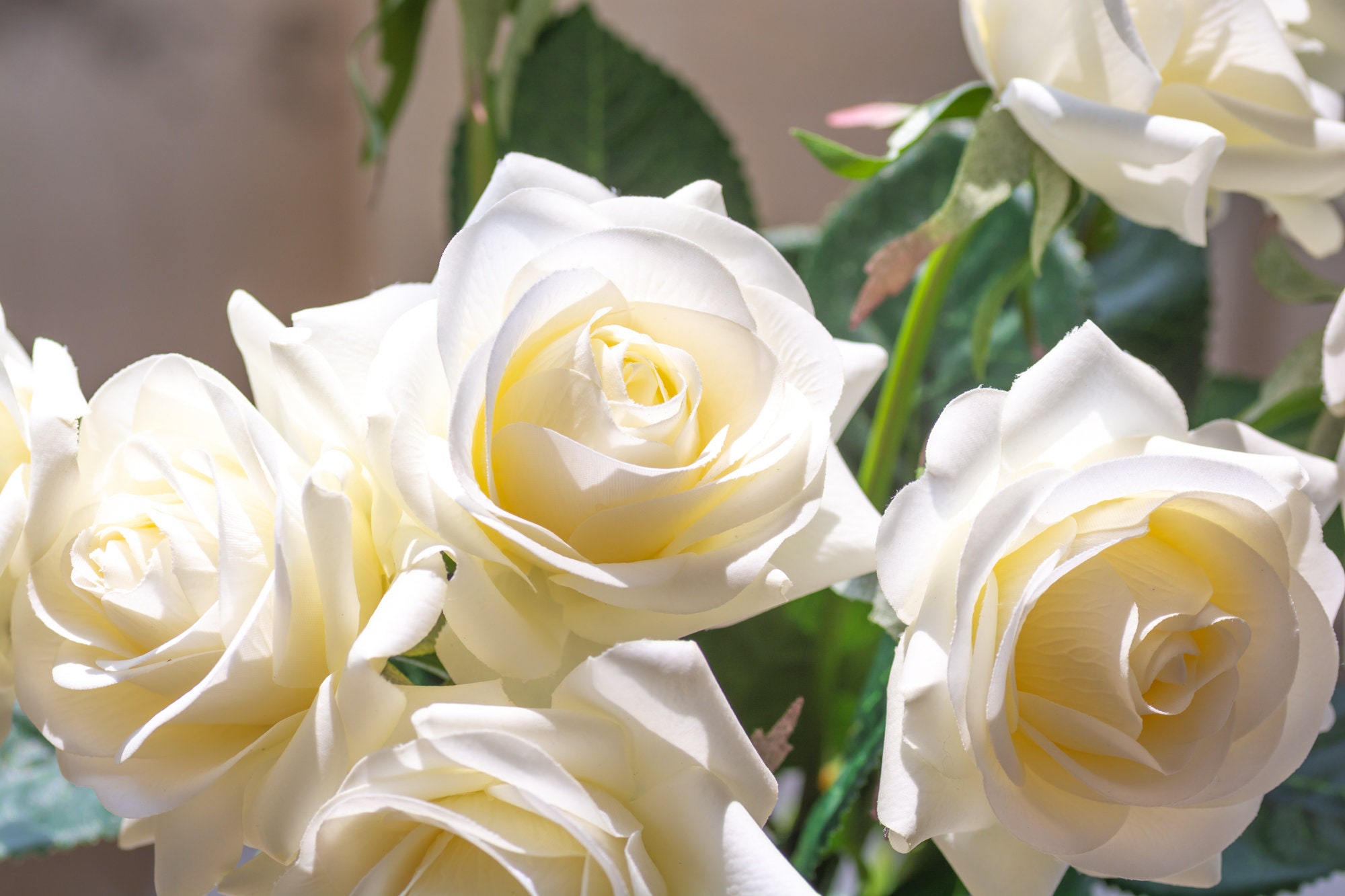 Real Touch Ivory Roses.wedding Home Floral Arrangement. Artificial Silk ...