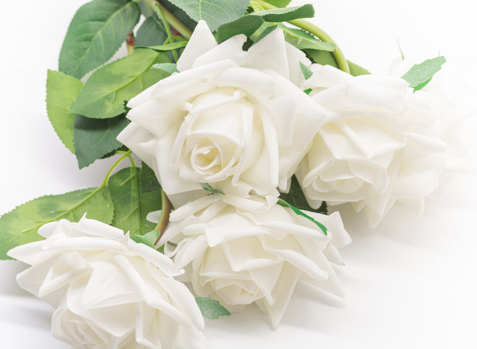 Authentic Touch of White Artificial Roses Wedding Bouquet - Etsy