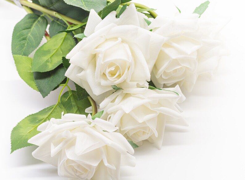 Authentic Touch of White Artificial Roses Wedding Bouquet - Etsy