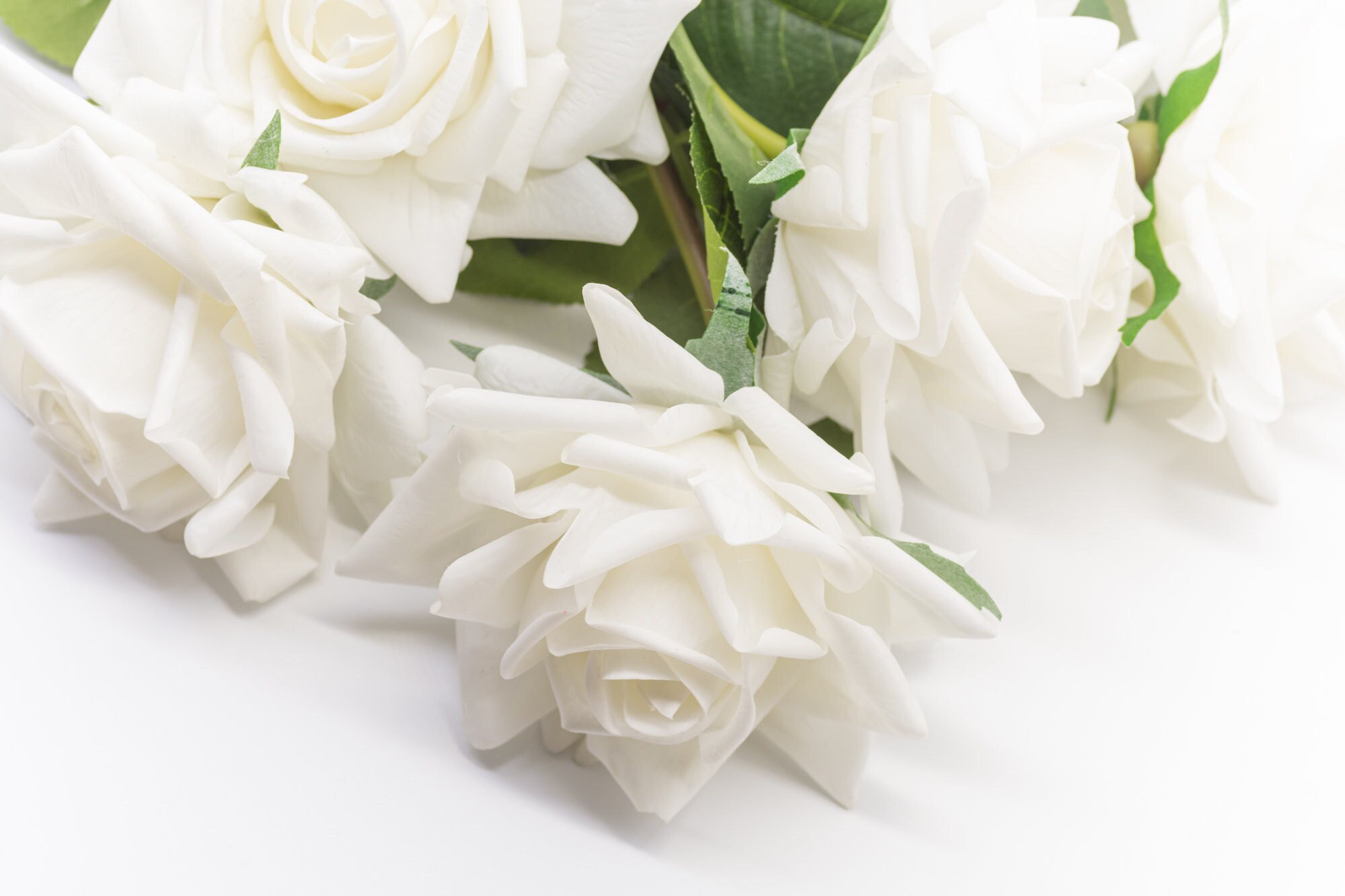 Authentic Touch of White Artificial Roses Wedding Bouquet - Etsy