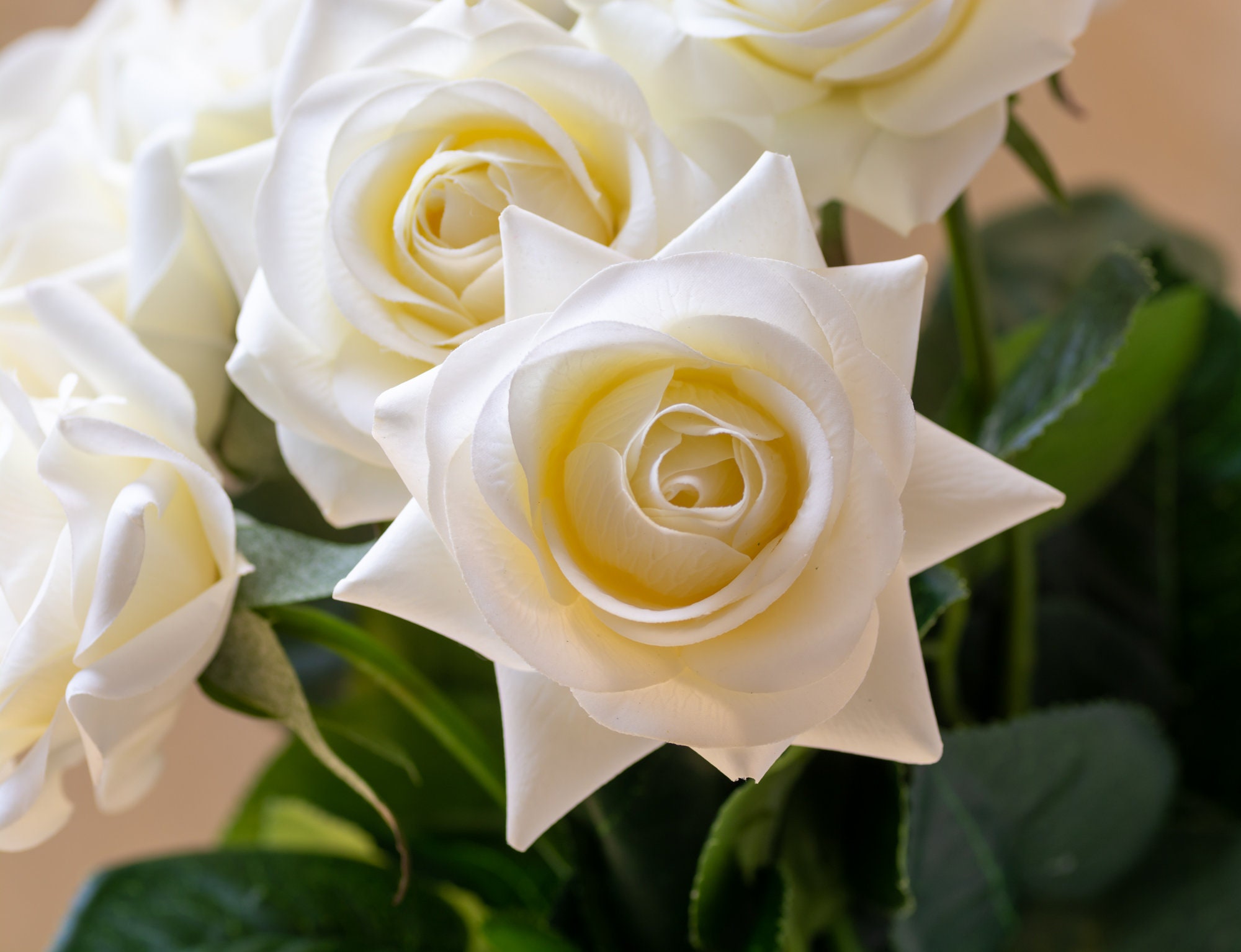 Real Touch Ivory Roses.wedding Home Floral Arrangement. Artificial Silk ...