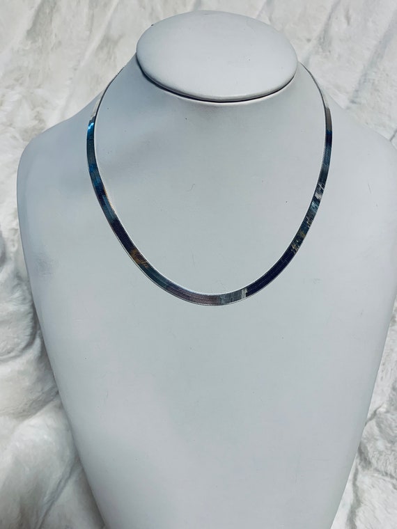 18" Sterling Silver Herringbone Beveled Edge Chain - Gem