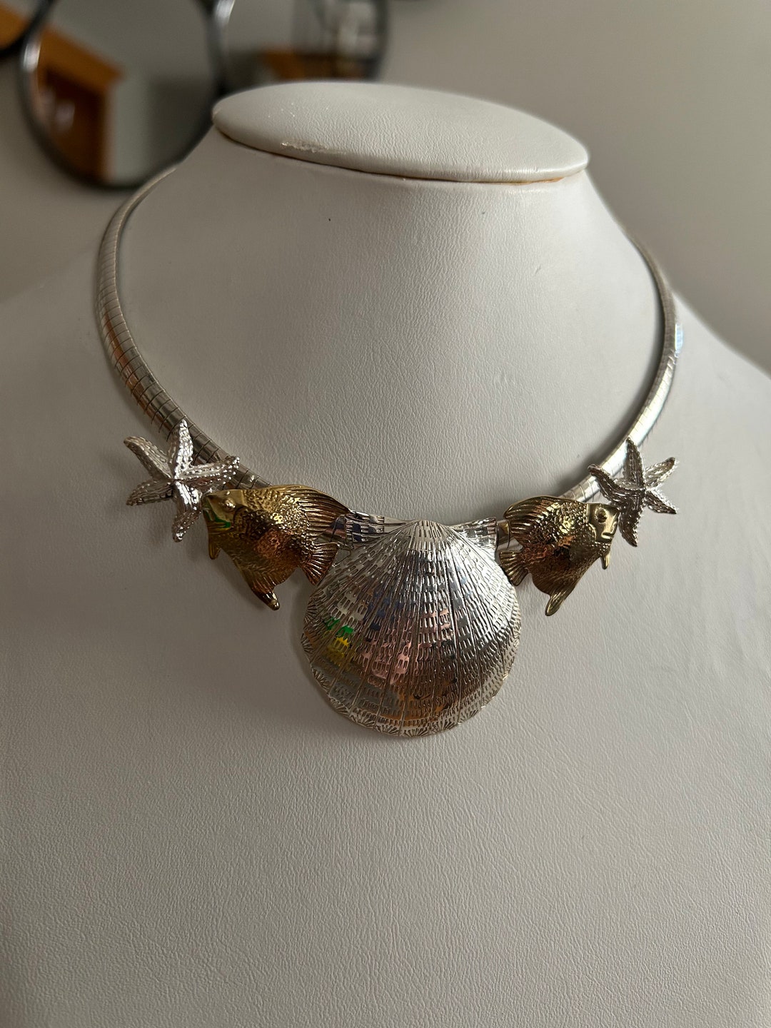 Omega Neck With Sea Shells & Fish Slide - Etsy