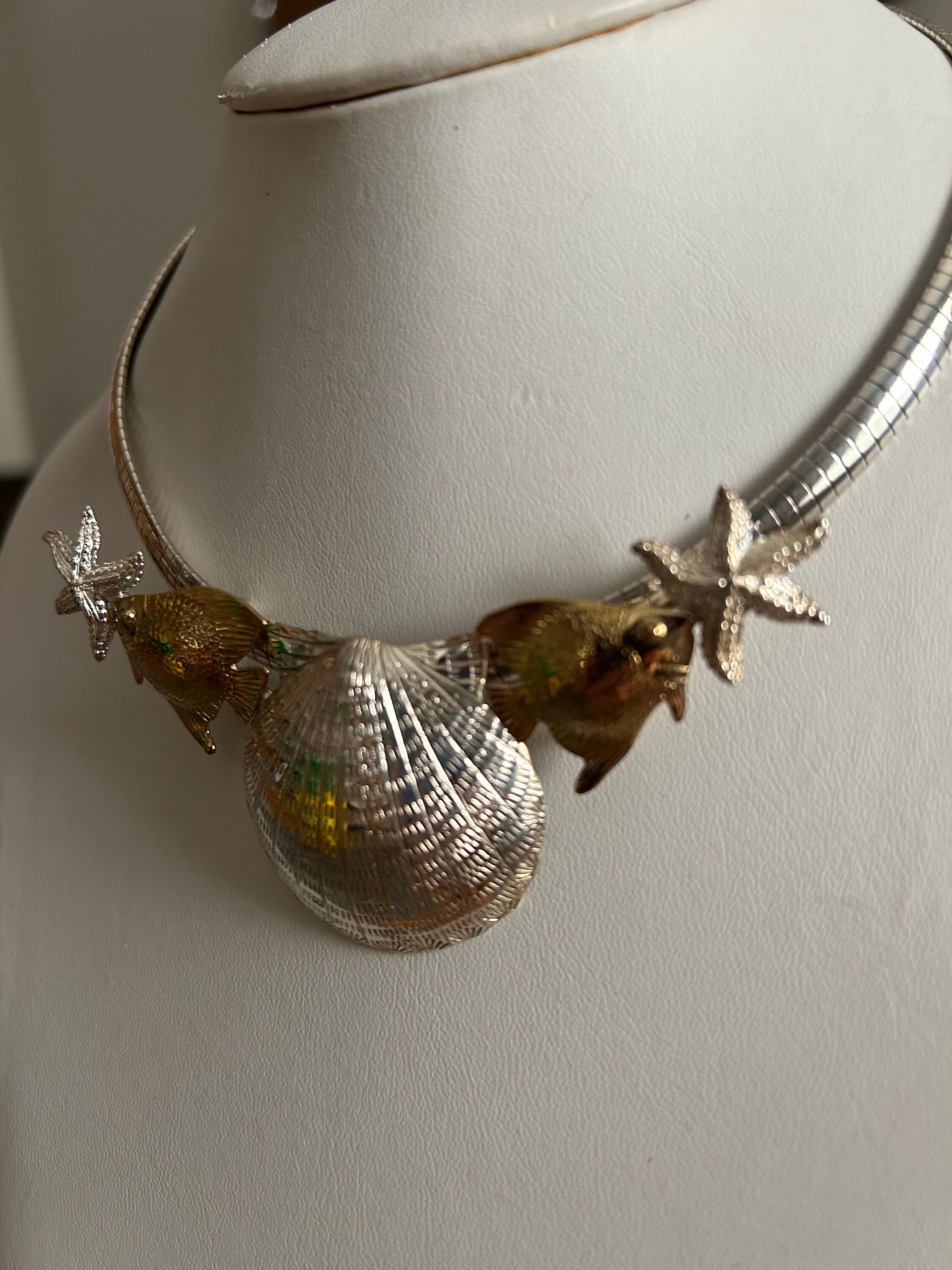 Omega Neck With Sea Shells & Fish Slide - Etsy