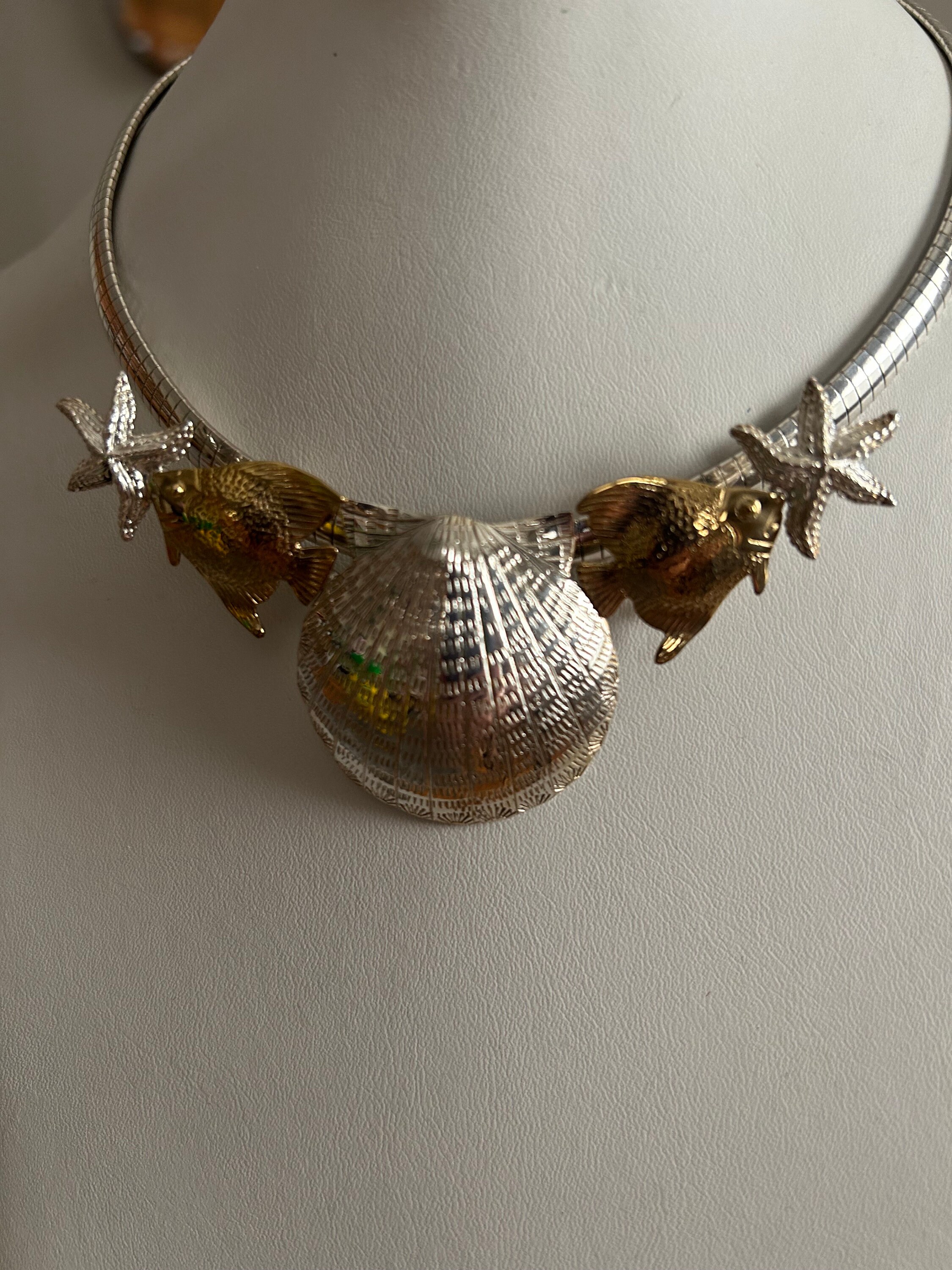 Omega Neck With Sea Shells & Fish Slide - Etsy