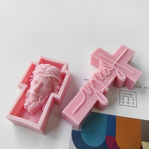 Crucifix Jesus Sculpture Human Face Head Plaster Mold DIY Christian ...