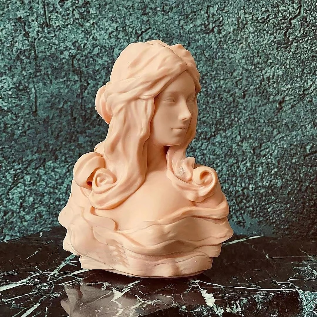 Large Size Goddess Bust Figure Statue Silicone Candle Mold 3D Female ...