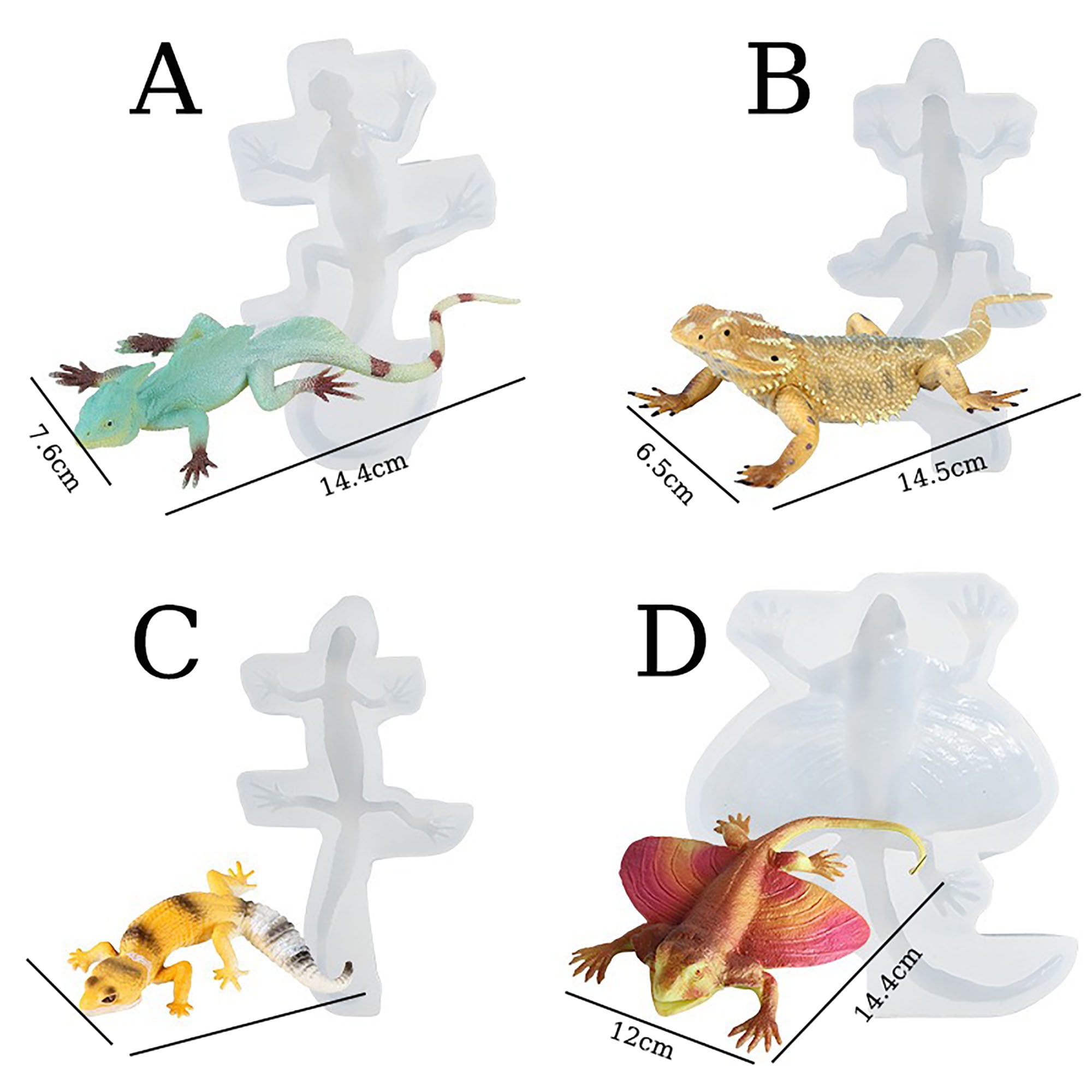 Simulation Lizard Reptile Plaster Silicone Mold DIY Animal Coloring ...
