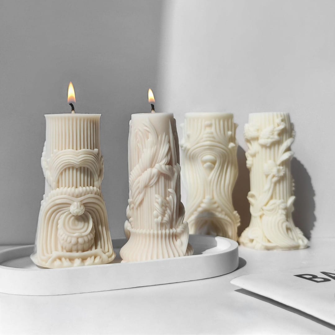 Wave Cylinder Aromatherapy Candle Silicone Mold Relief Waves Pillar ...