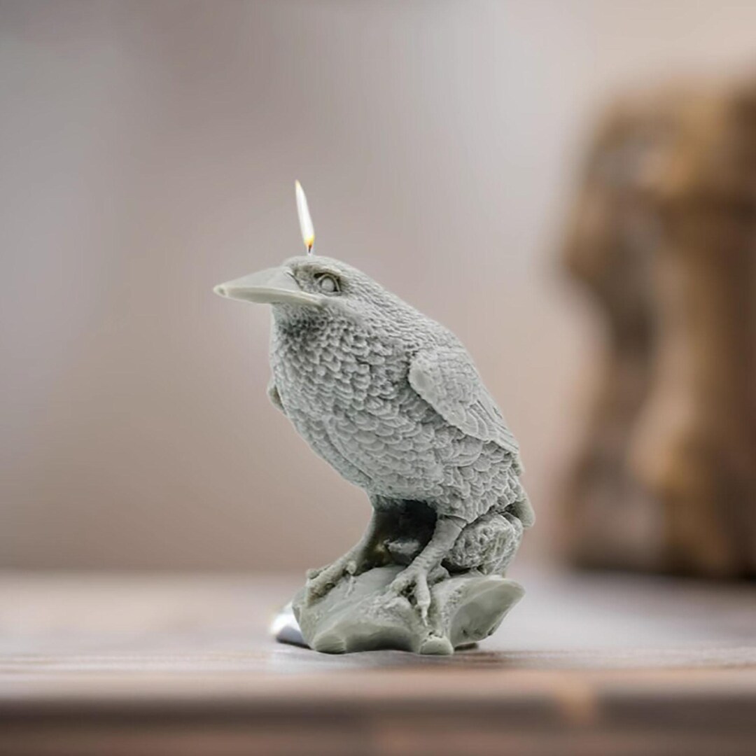 3D Crow Statue Plaster Silicone Mold: DIY Halloween Bird Decor Gypsum ...