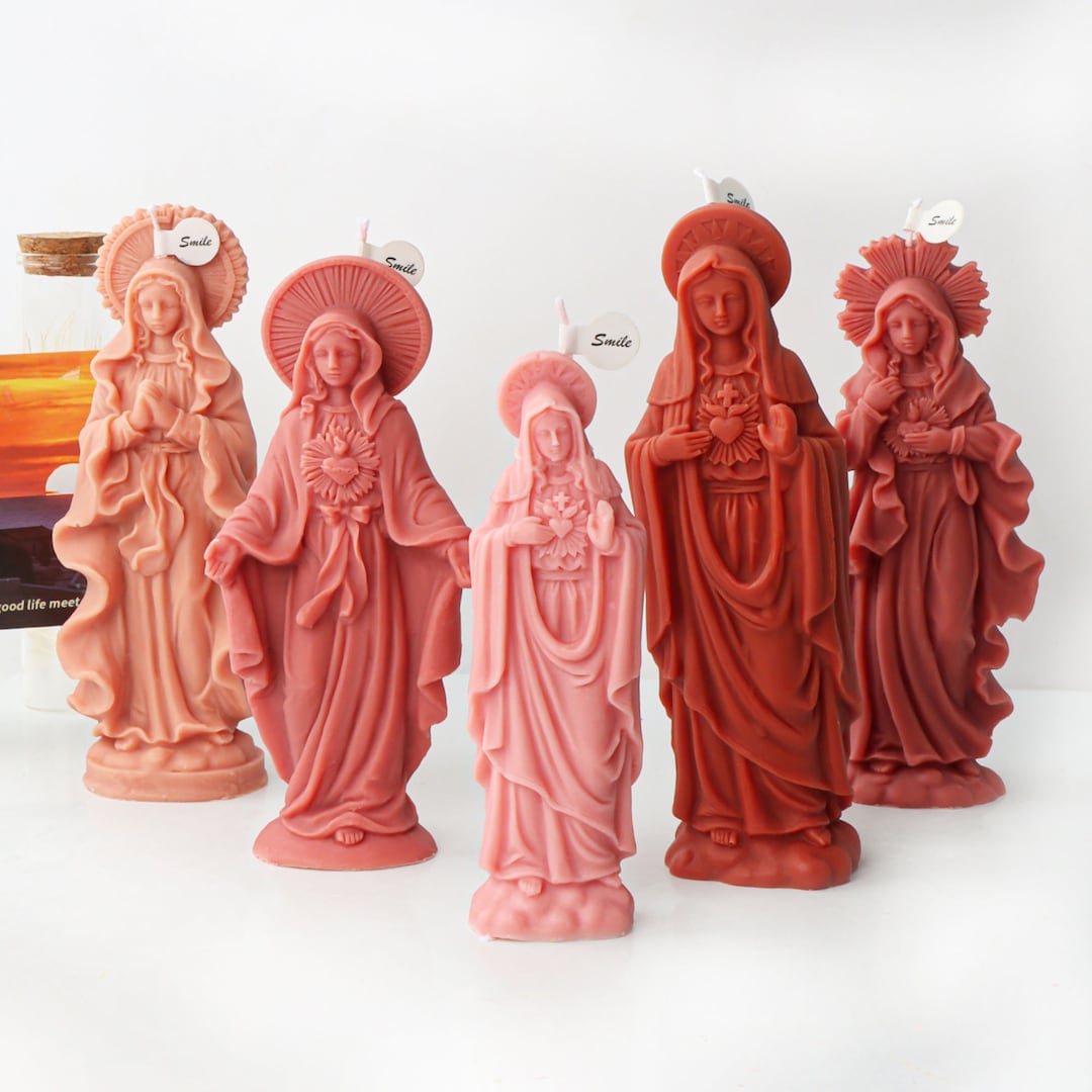 Virgin Mary Jesus Statue Candle Mold, Diy Saints Christian Ornaments ...