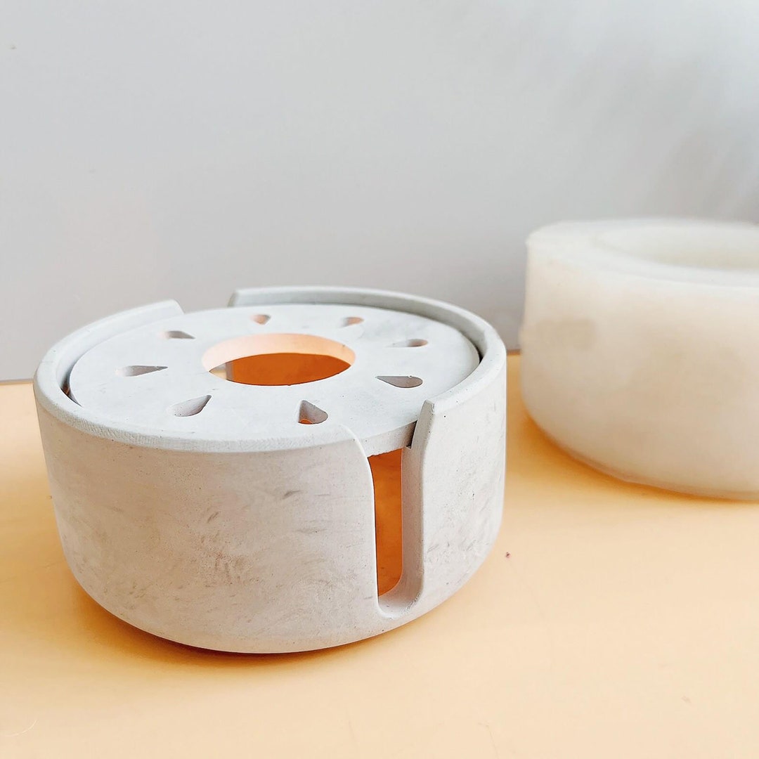 Round Coffee Heater Cement Silicone Mold, Teapot Base Wax Melting ...
