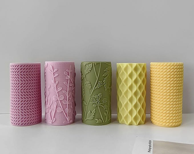 Geometric Diamond Pattern Cylinder Aromatherapy Candle Silicone Mold ...