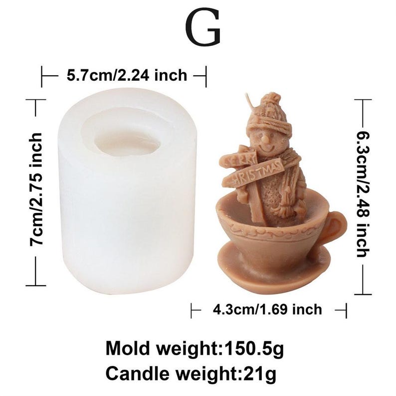 8 Mini Santa Claus Cup Silicone Candle Molds DIY Snowman Aroma Plaster ...