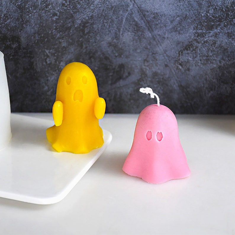 Halloween Ghost Scented Candle Silicone Mold, Grimace Puppet Gypsum ...