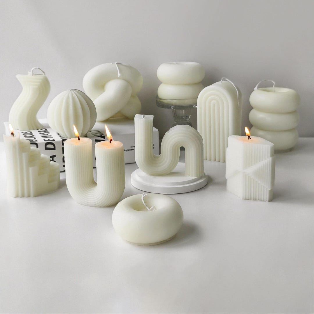 Geometric Donut Aroma Candle Mold DIY Twisted Striped Pillar Home ...