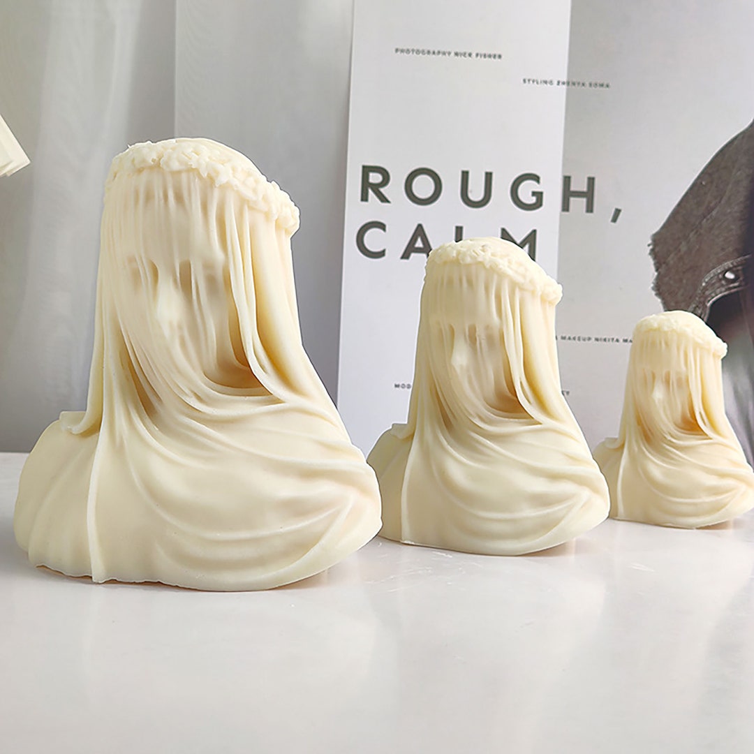 Veiled Lady Candle Silicone Mold Female Bride Antique Bust Statue ...