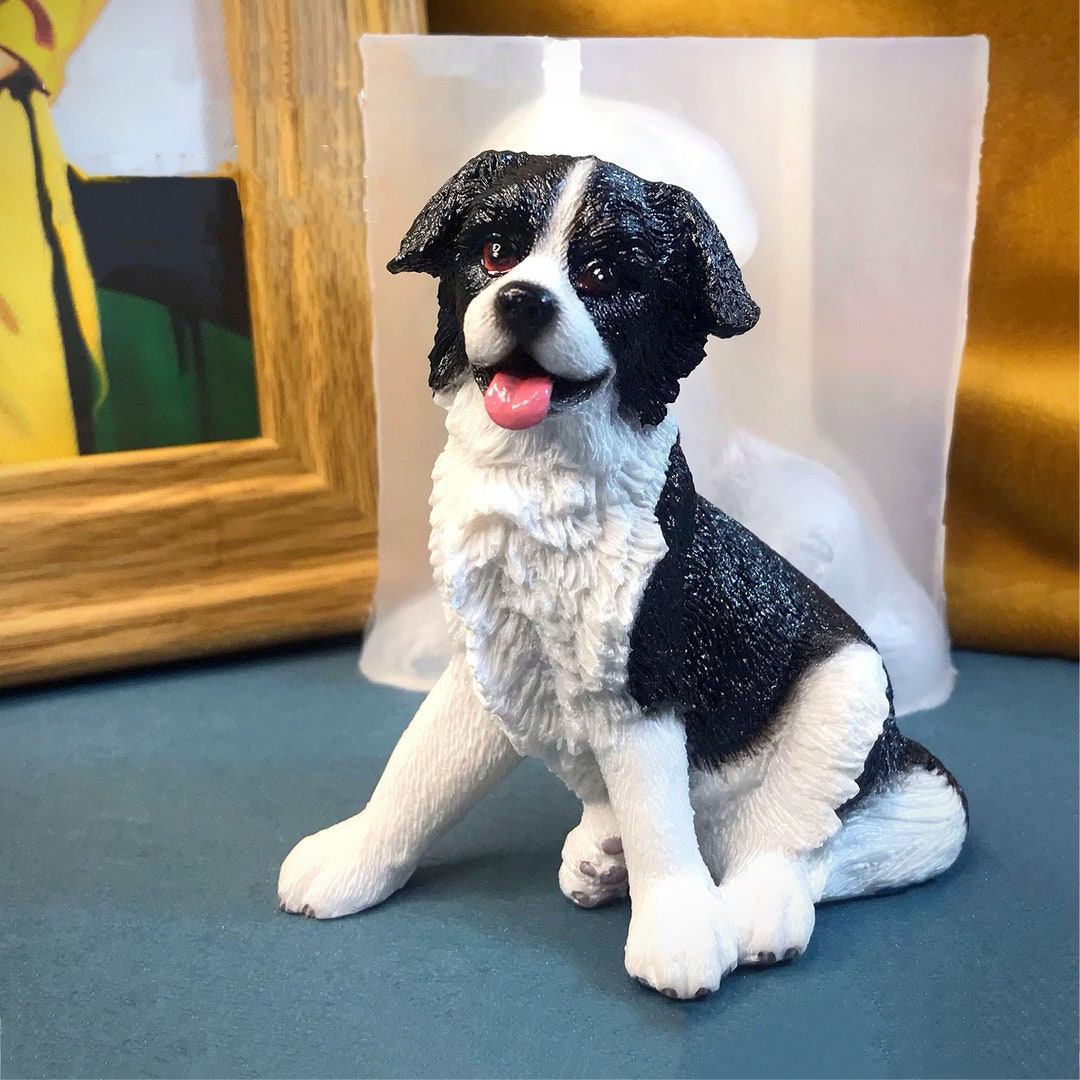 Border Collie Dog Home Decor Plaster Silicone Mold Cute Dog Desktop ...