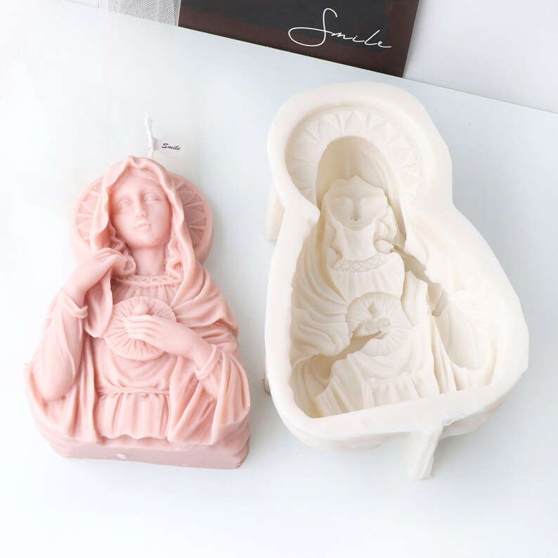 Bust of Our Lady Scented Candle Silicone Mold,virgin Mary Catholic ...