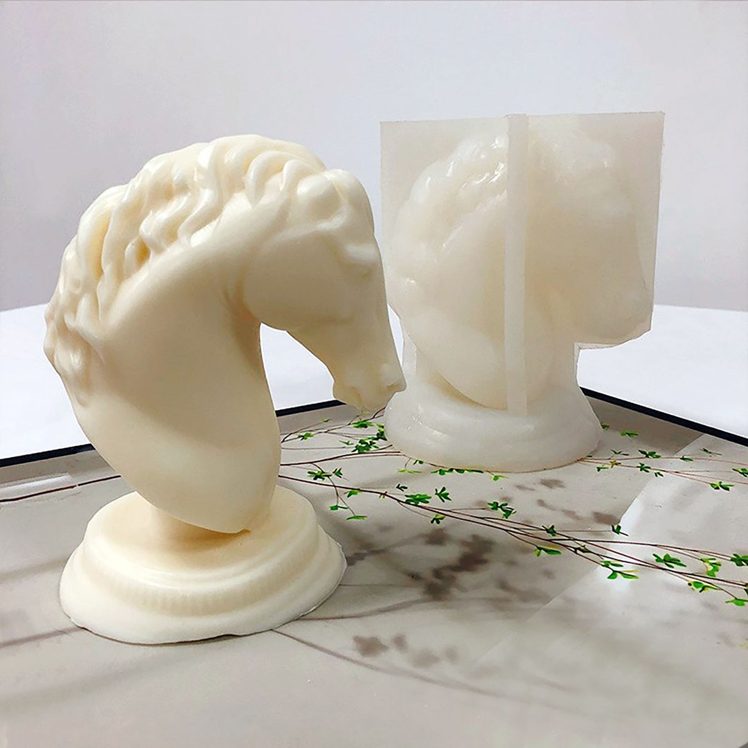 Large 3D Horse Head Statue Candle Silicone Mold, Bust Poney Animal Art ...