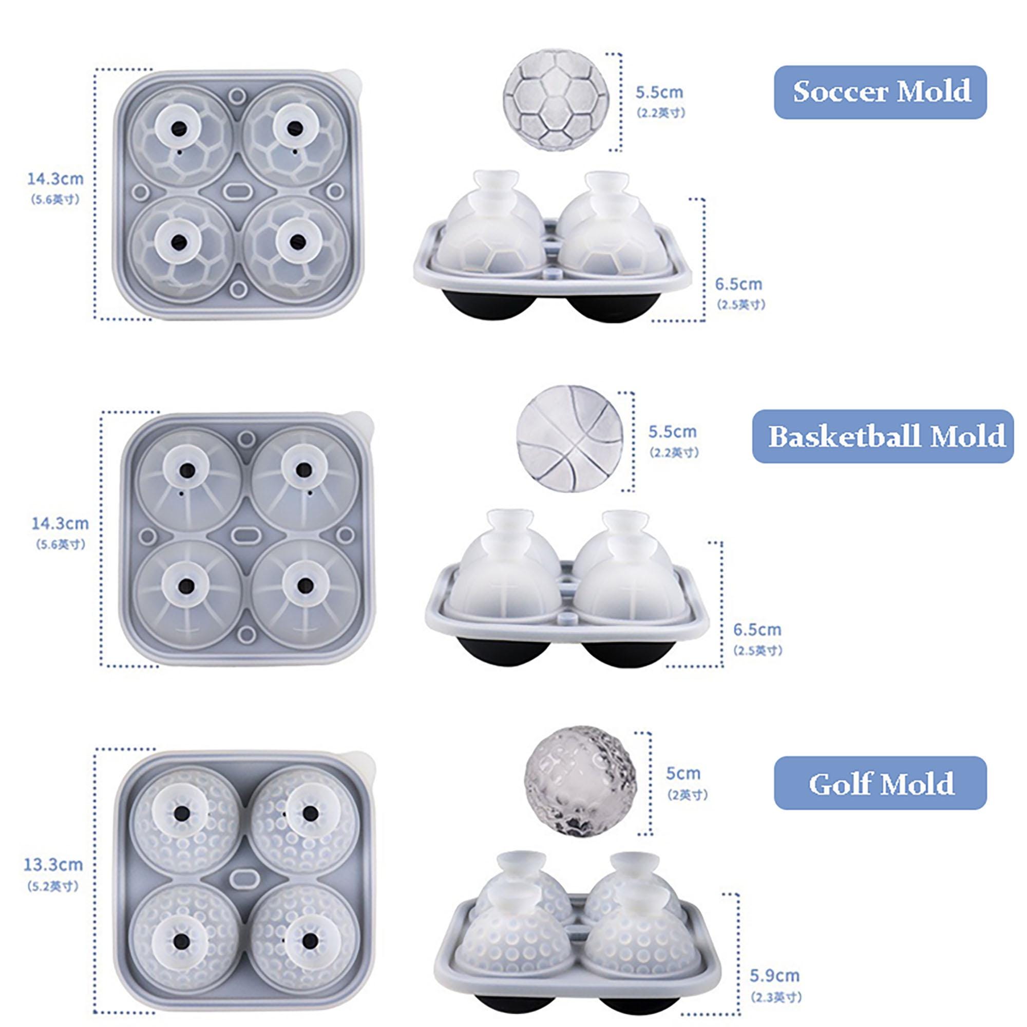 Sports Ice Cube Silicone Mold: Baseball, Tennis, Rugby, Soccer Ice Ball ...