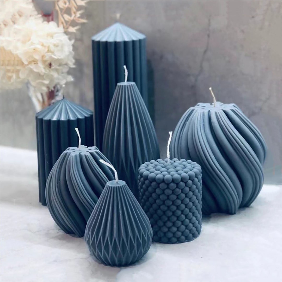 Geometric Twist Stripe Cylinder Candle Silicone Mould, Home Decoration ...