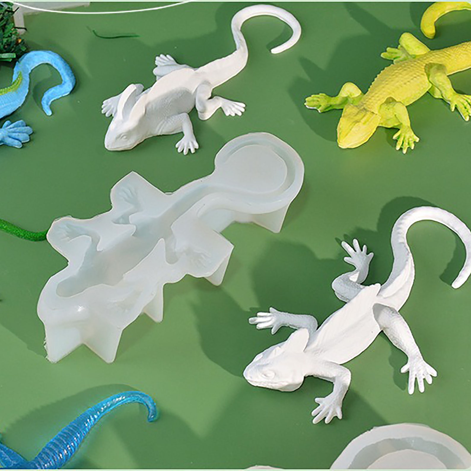 Simulation Lizard Reptile Plaster Silicone Mold DIY Animal Coloring ...