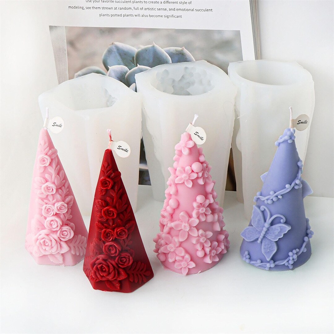 Rose Winding Vines Flowers Taper Silicone Candle Mold DIY Hexagonal ...