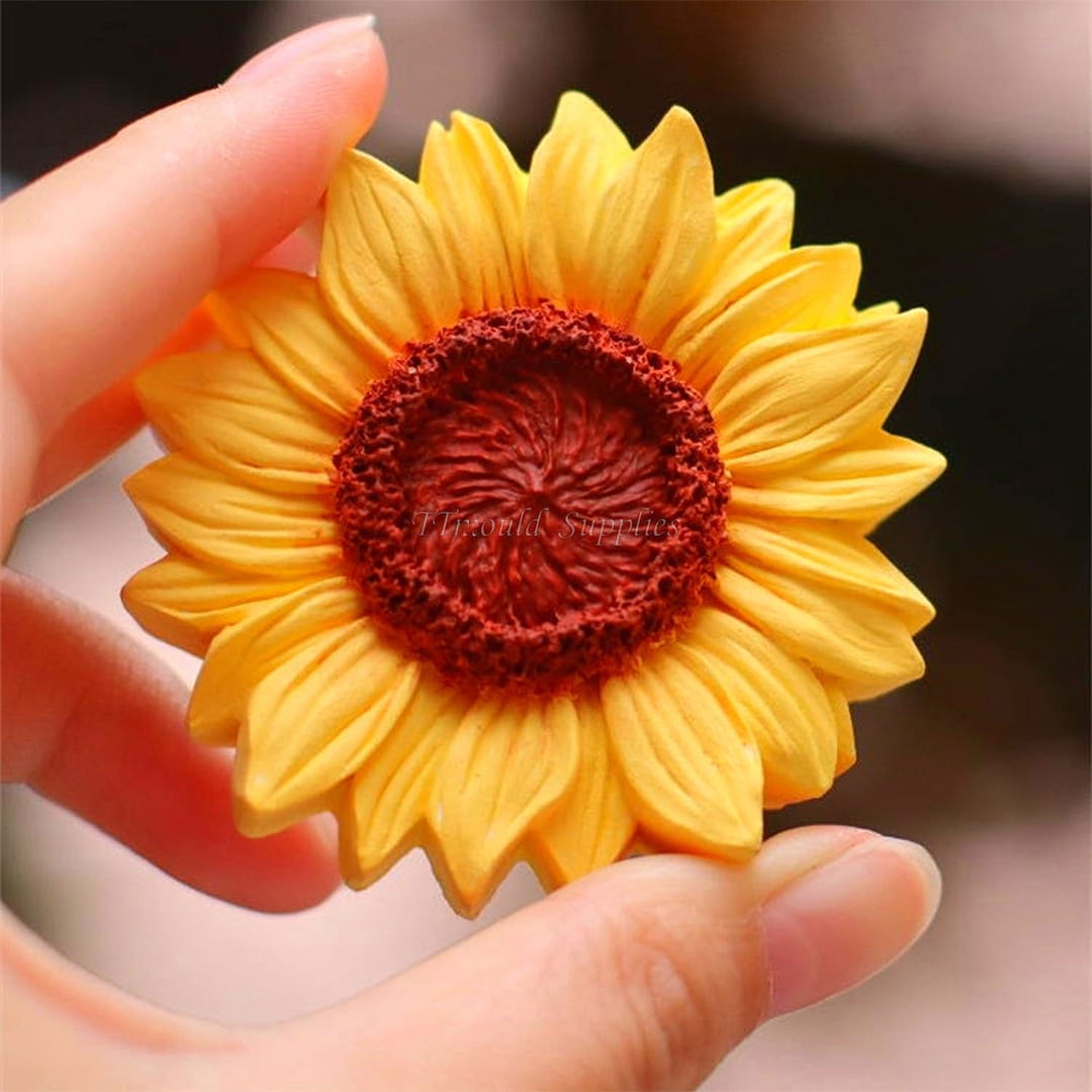 3D Sunflower Plaster Candle Silicone Mold, DIY Soap Gypsum Aromatherapy ...
