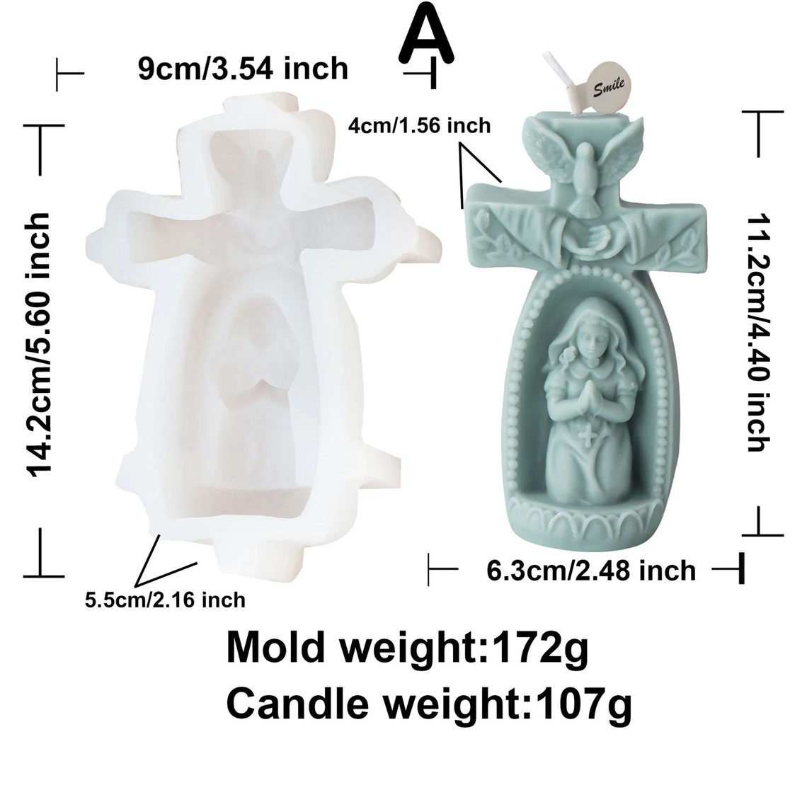 2D/3D Cross Church Prayer Boy Candle Silicone Mold Girl Angel Jesus ...