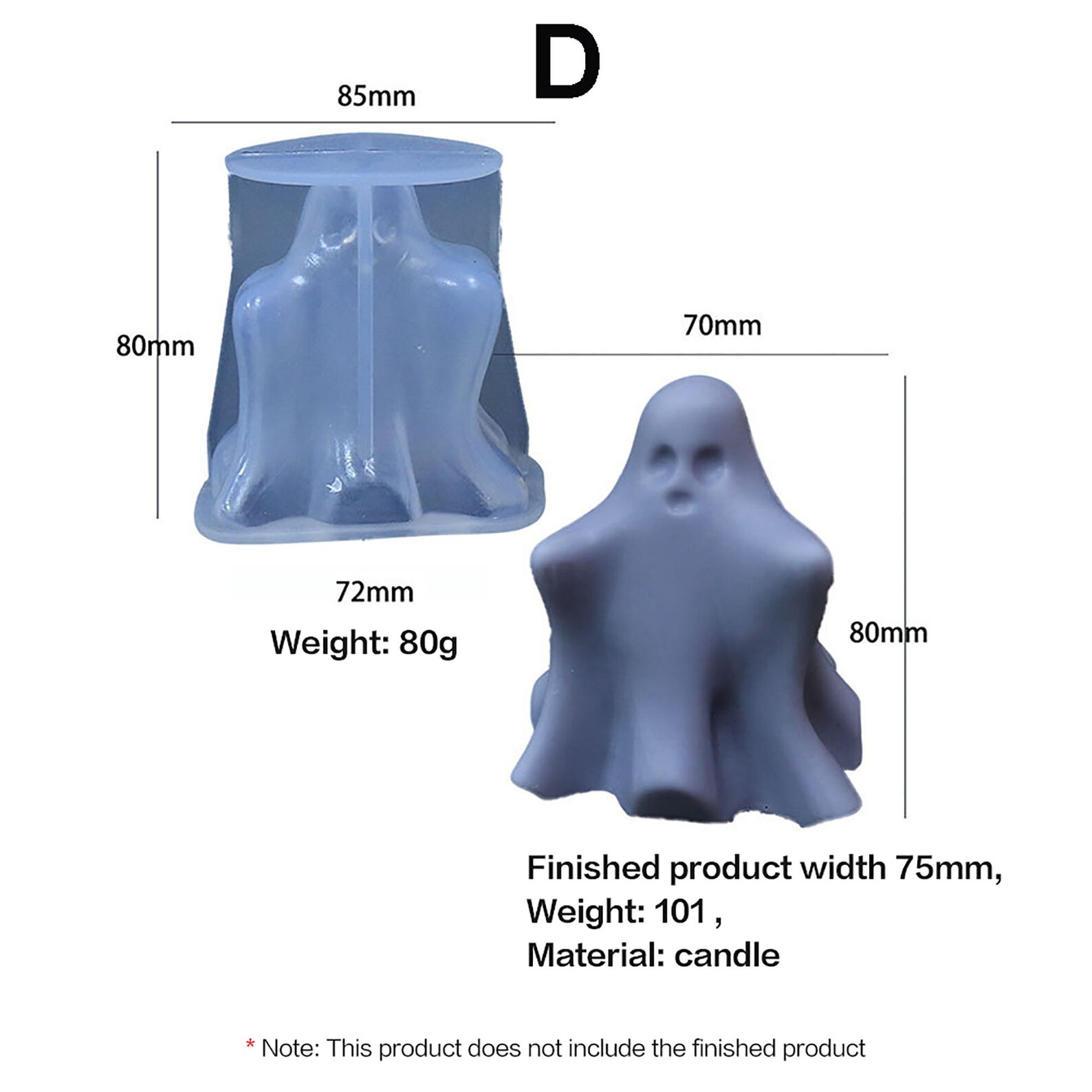 Halloween Ghost Scented Candle Silicone Mold, Grimace Puppet Gypsum ...