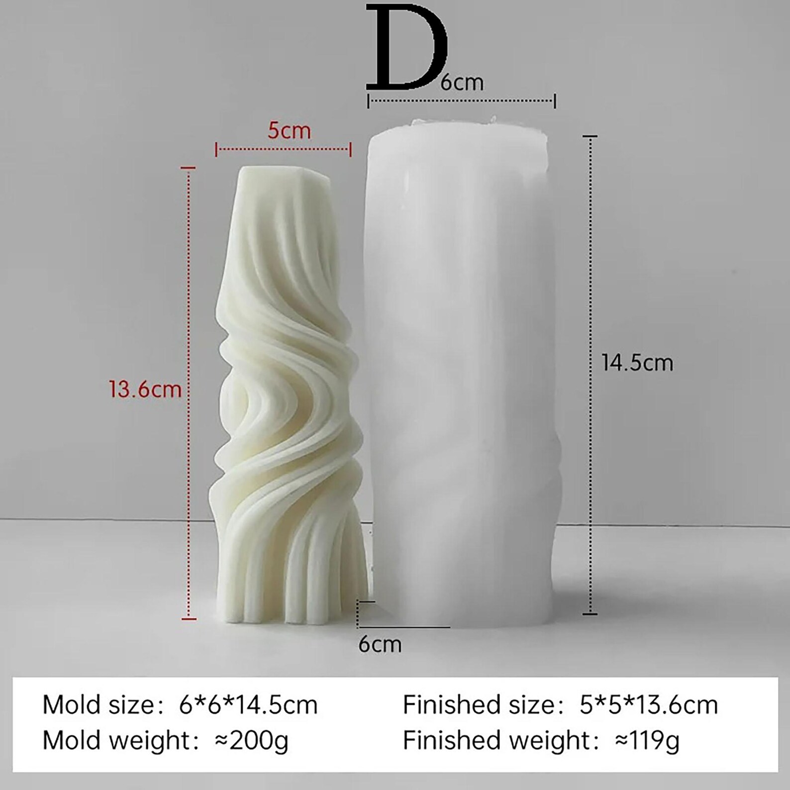 Geometric Wave Cylinder Silicone Candle Mould 3D Stripe Knot Column ...