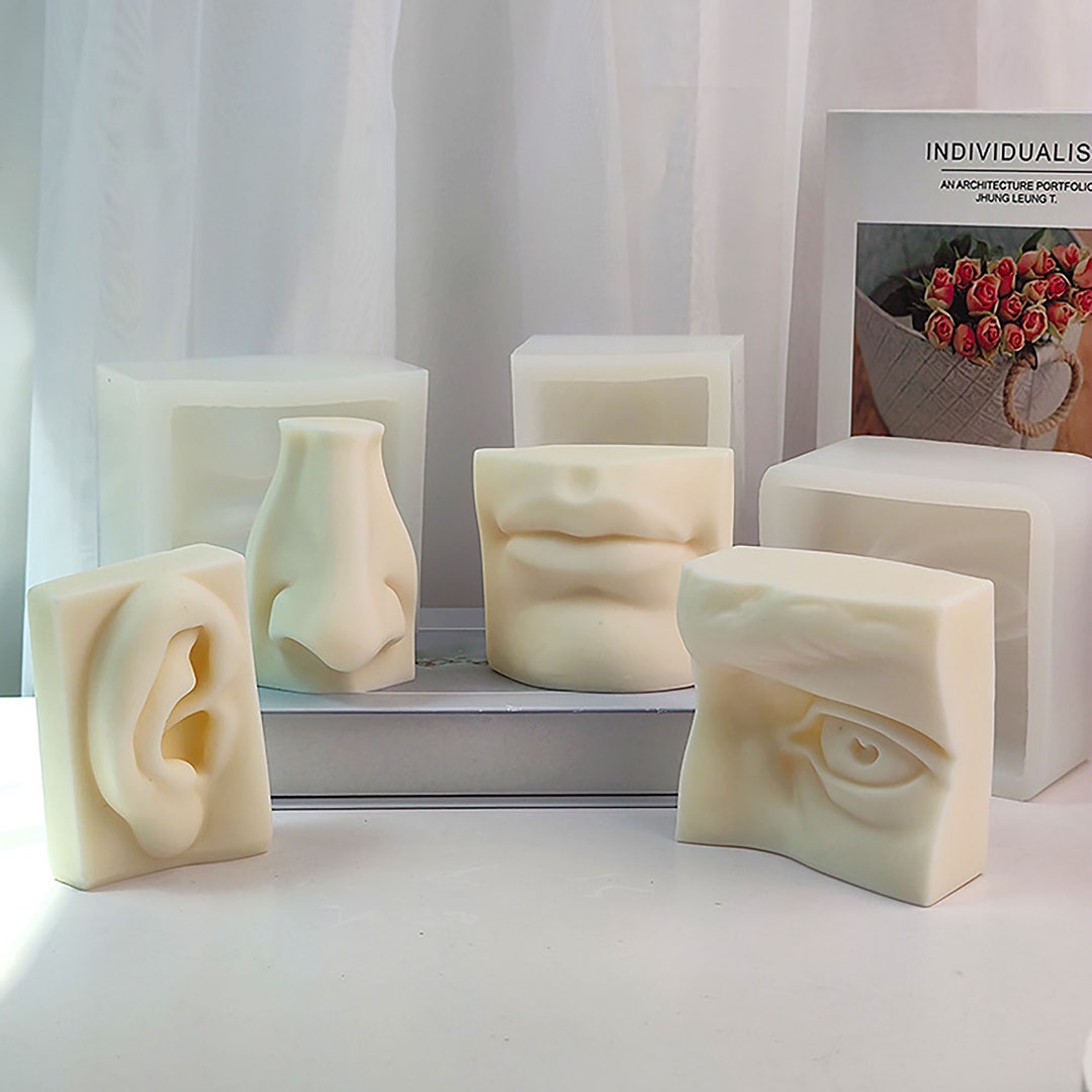 3D Face Organs Models Scented Candle Silicone Mold, Diy Simulation Eye ...