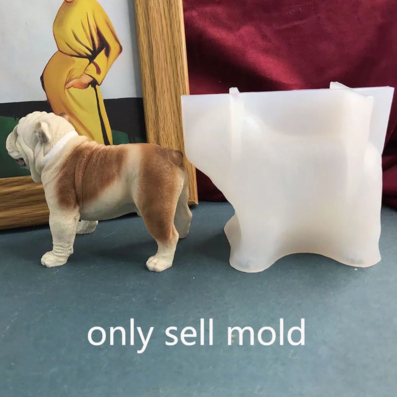 English Bulldog Plaster Candle Silicone Mold Cement ,pet Dog Plaster ...