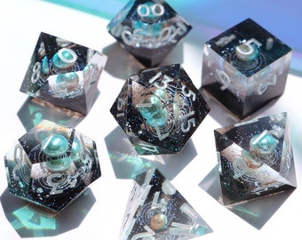 Galaxy Dice Set DND, Resin Sharp Edge Dice, Handmade Polyhedral Dice ...