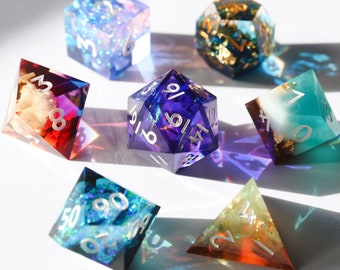Blue Sky Hymnal Gradient Cloud Dice, Handmade Resin Sharp Edge Dnd Dice ...
