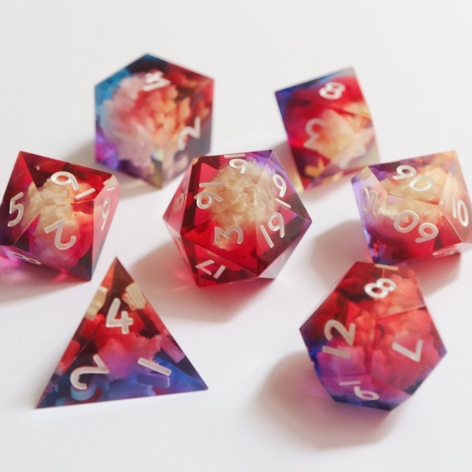 Sunrise Sonata Gradient Cloud Dice, Handmade Resin Sharp Edge Dnd Dice ...