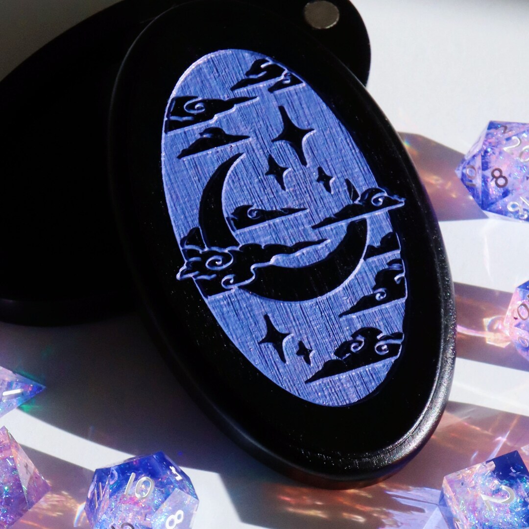 Crescent Rising Dice Vault - Wooden Dice Holder, Resin and Wood, Black ...