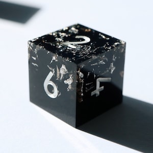 Solstice - Silver Foil Dice, False Snowflake Obsidian Dice, Handmade ...