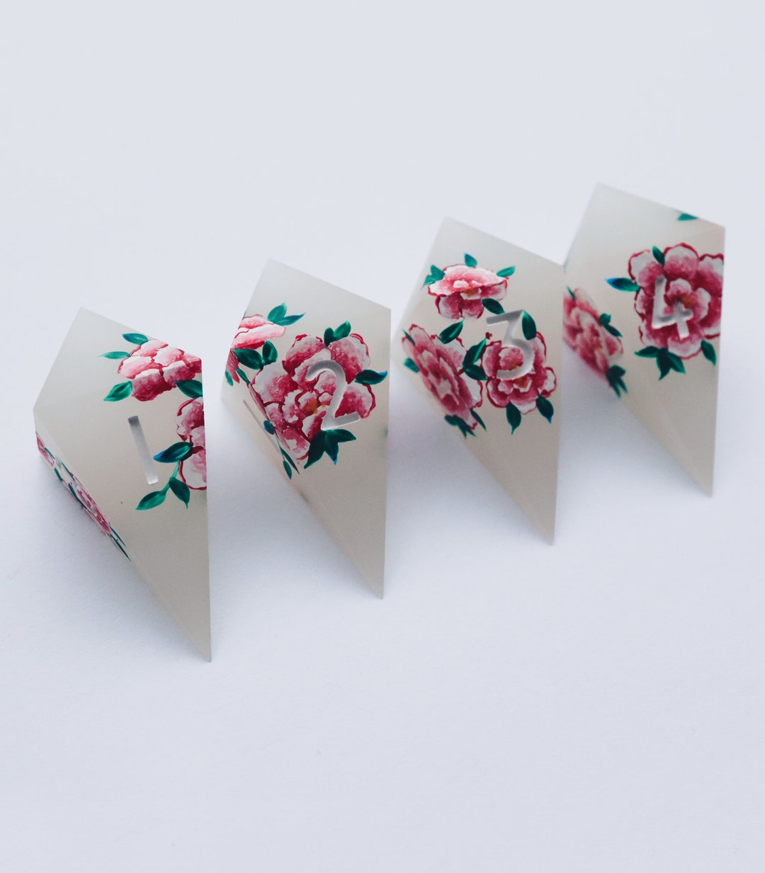 In Bloom Single Crystal D4 - Hand Painted Dice, Handmade Dice, Handmade ...