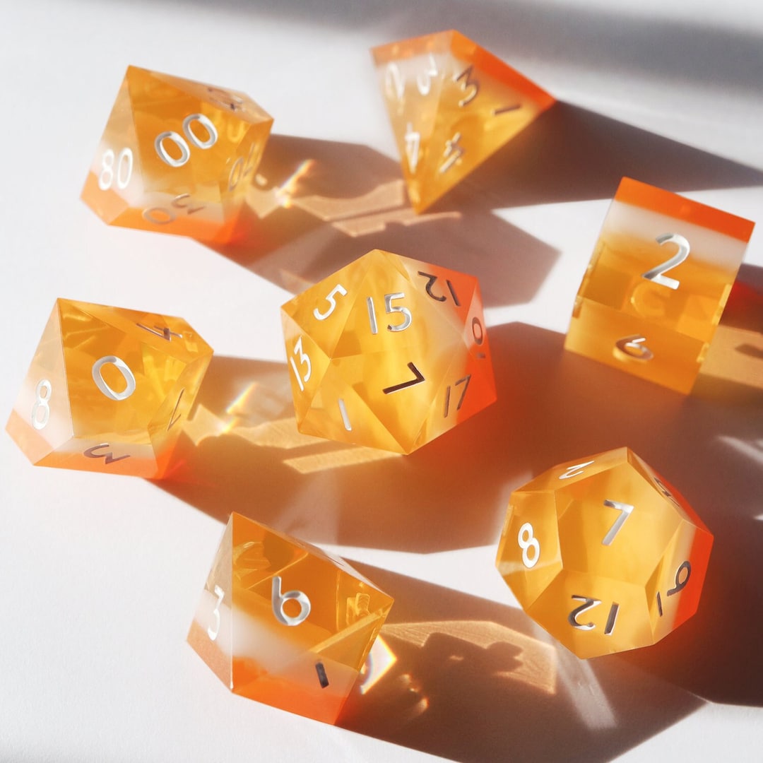 Orange Cream Soda Dice - Handmade Resin Sharp Edge Dice Set for Dnd, D ...