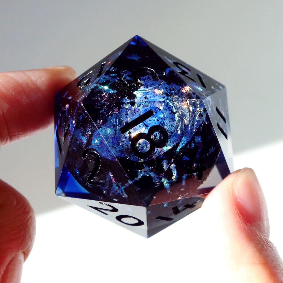 Black Opal Liquid Core Chonk D20 - Oversized D20, Glitter Handmade ...
