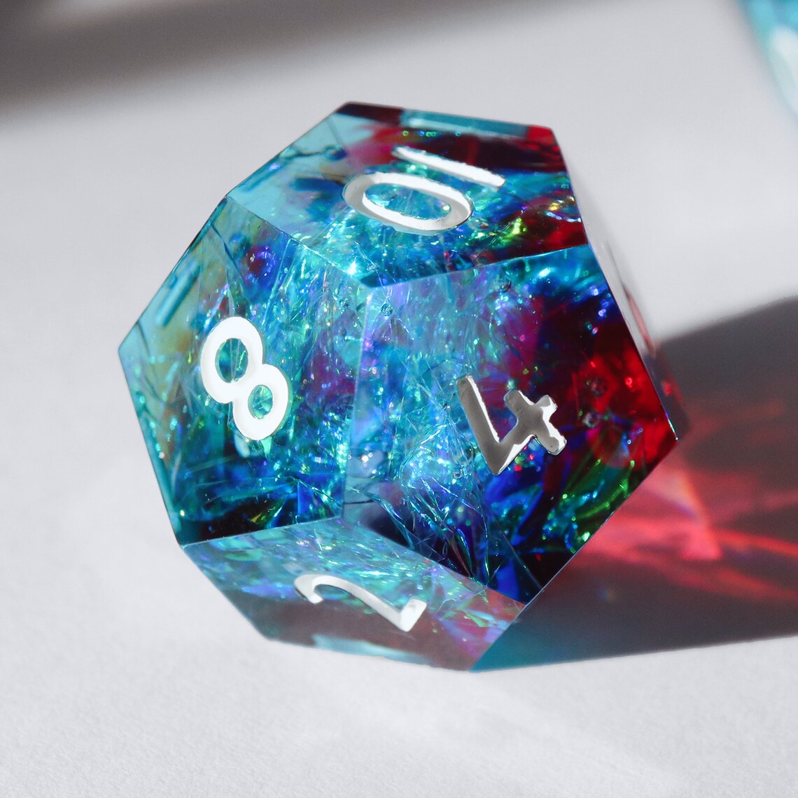 Bleeding Sapphires - Holographic Handmade Resin Sharp Edge Dice Set for ...