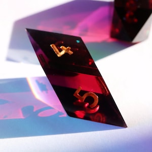 Ruby Crystal 8 Pc Set - Gemstone Handmade Resin Sharp Edge Dnd Dice Set ...