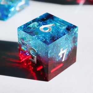 Bleeding Sapphires - Holographic Handmade Resin Sharp Edge Dice Set for ...