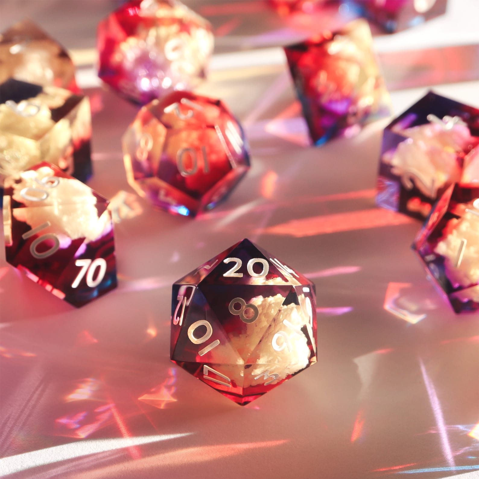 Sunrise Sonata Gradient Cloud Dice, Handmade Resin Sharp Edge Dnd Dice ...