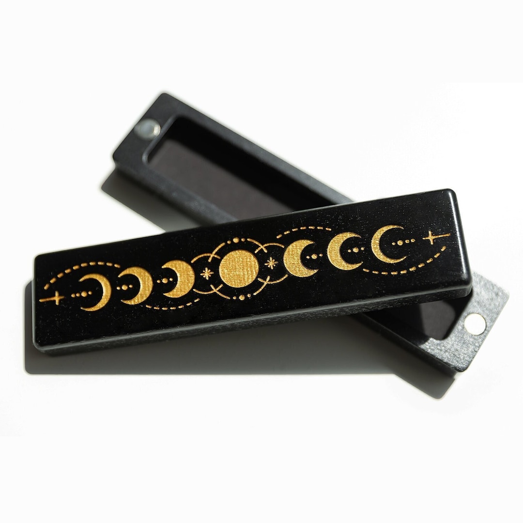 Moon Phases Illustrated Dice Vault - Wooden Dice Holder, Resin and Wood ...