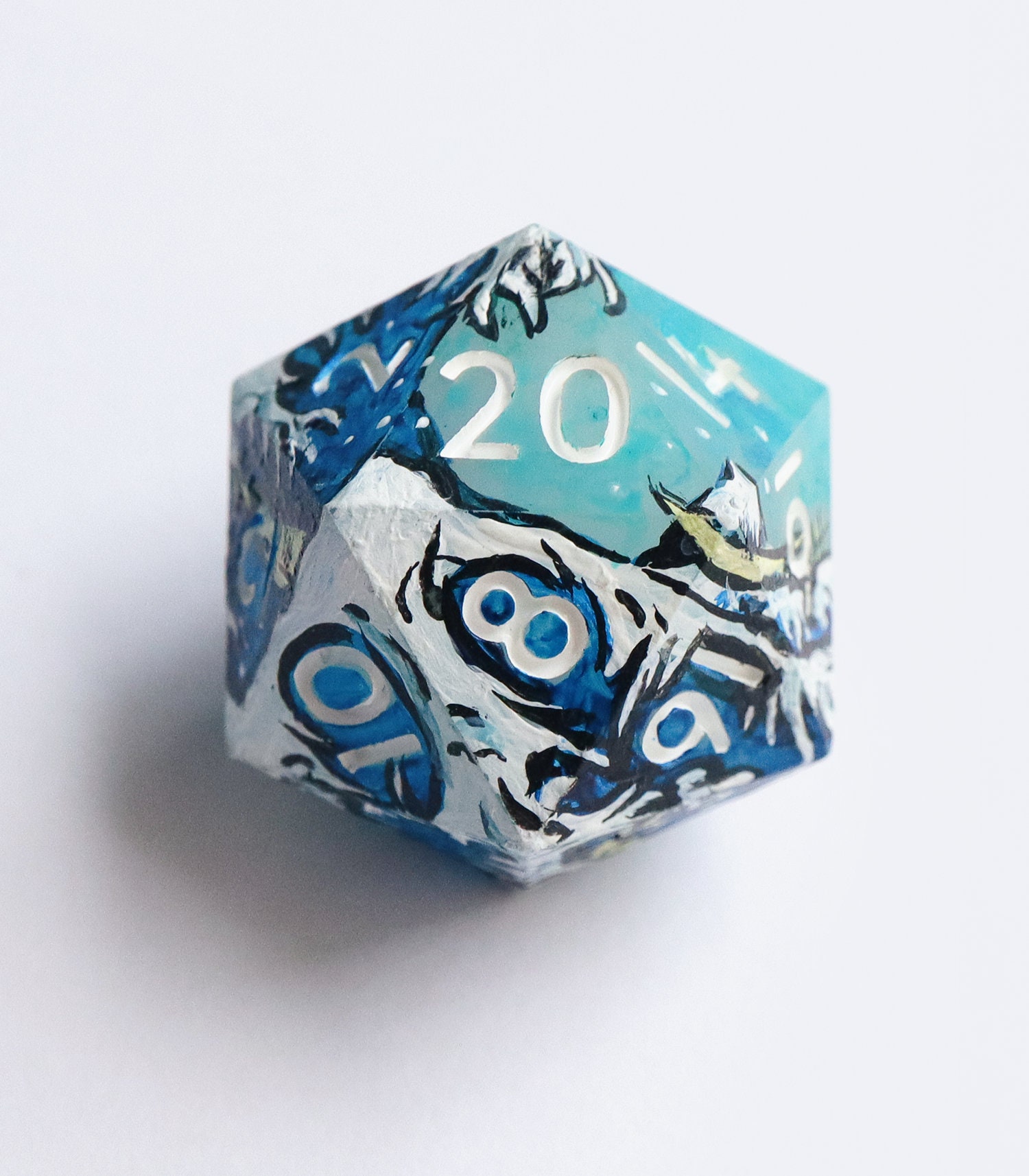 Great Wave Dice - Hand-painted, Handmade Resin Sharp Edge Dice Set for ...