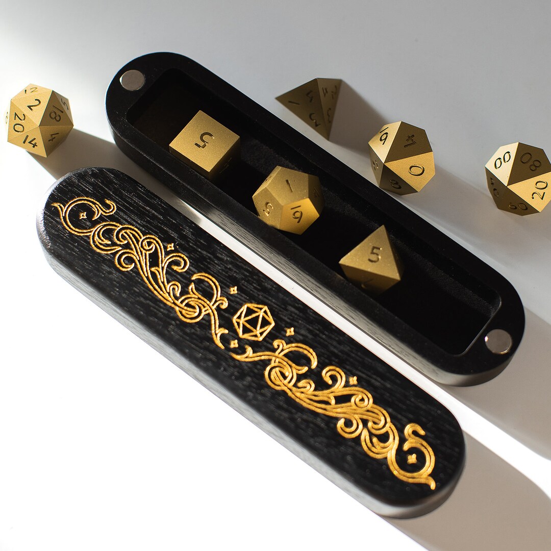 Filigree D20 Illustrated Dice Vault - Wooden Dice Holder, Resin and ...